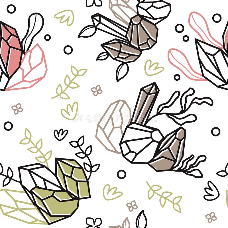 Handdrawn Aesthetic Gemstone Pattern Seamless Stock Vector ...