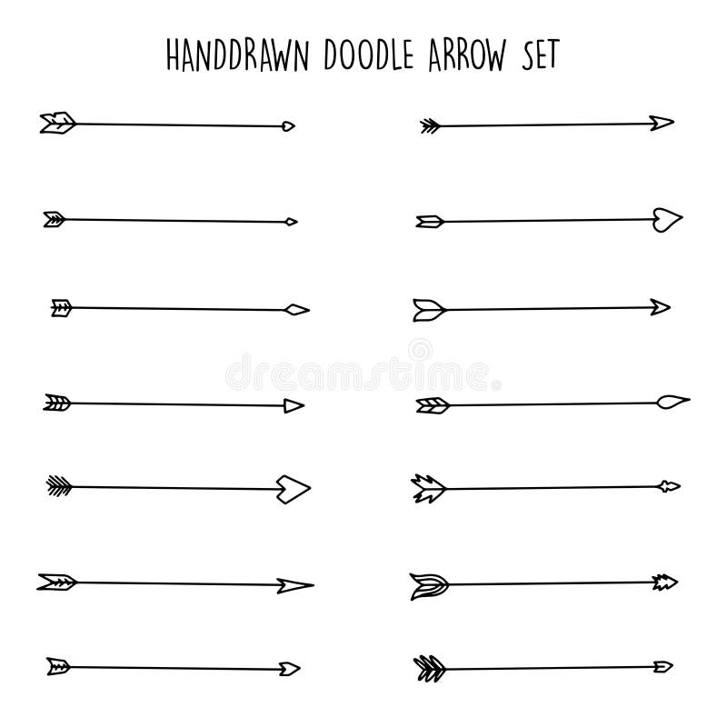 Handdrawn Archery Arrows, Borders Set Collection Stock Illustration ...