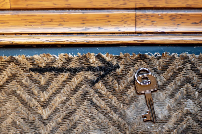 Handdrawn Arrow Pointing To Key on Doormat Stock Image - Image of ...