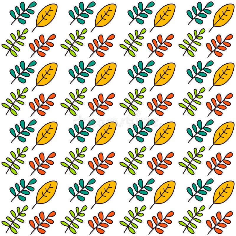 Handdrawn Autumn Seamless Leaves Pattern in Minimalistic Style Stock ...
