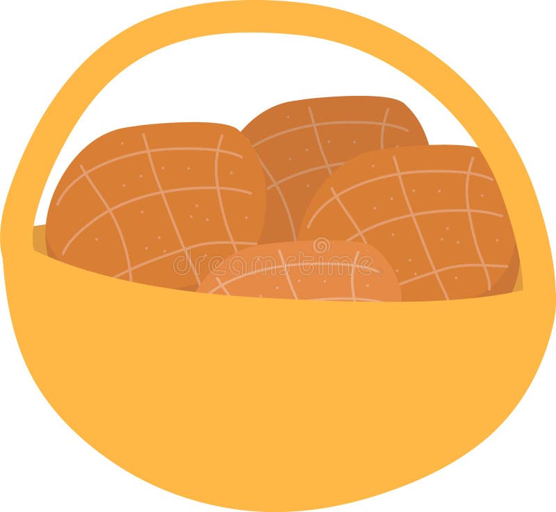 Handdrawn Bakery in Basket stock vector. Illustration of tasty - 347239588
