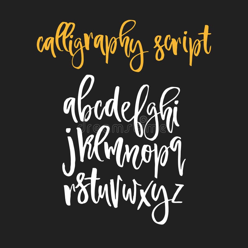 Handdrawn Calligraphic Alphabet Stock Vector - Illustration of element ...