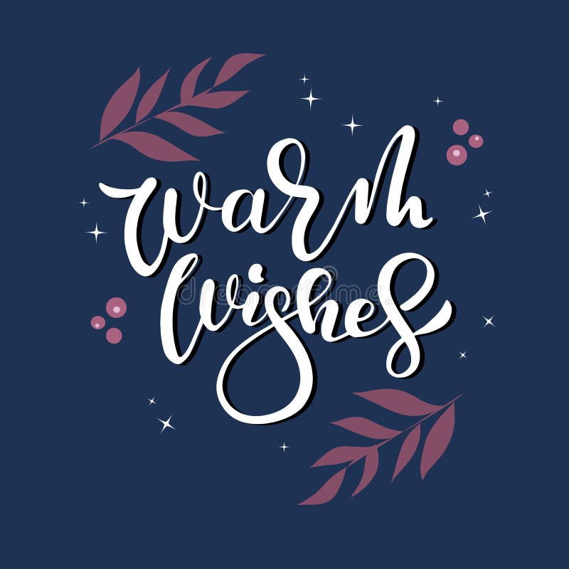 Handdrawn Christmas Card Warm Wishes. Stock Vector - Illustration of ...