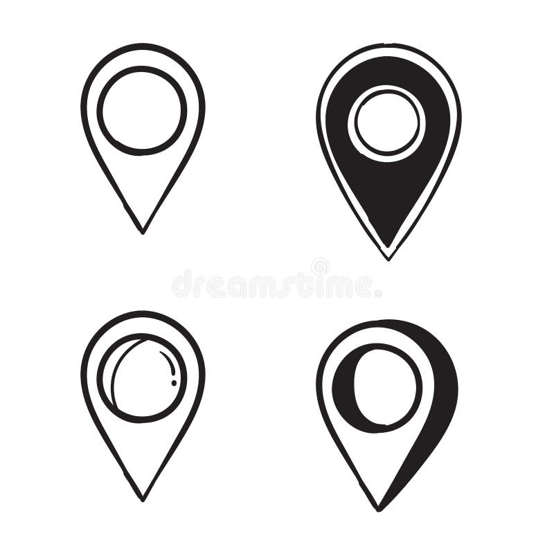 Handdrawn Coordinates Location Point Gps Doodle Icon Vector Isolated ...