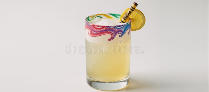 Handdrawn Crayoncolored Tom Collins Cocktail Whiskey Based Isolated ...