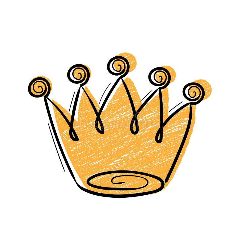 Handdrawn Crown in Brush Stroke Texture Paint Style.Crown Doodle Icon ...