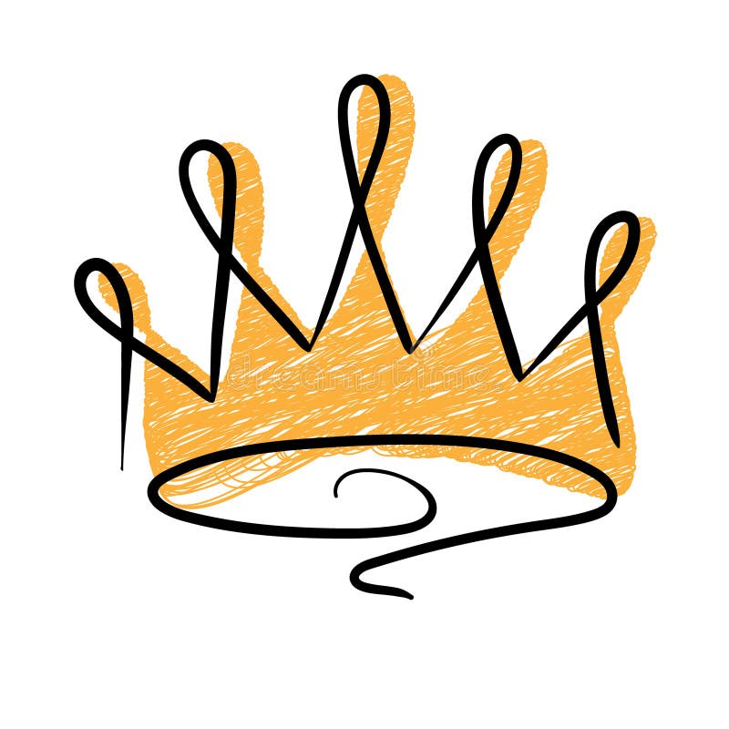 Handdrawn Crown in Brush Stroke Texture Paint Style.Crown Doodle Icon ...