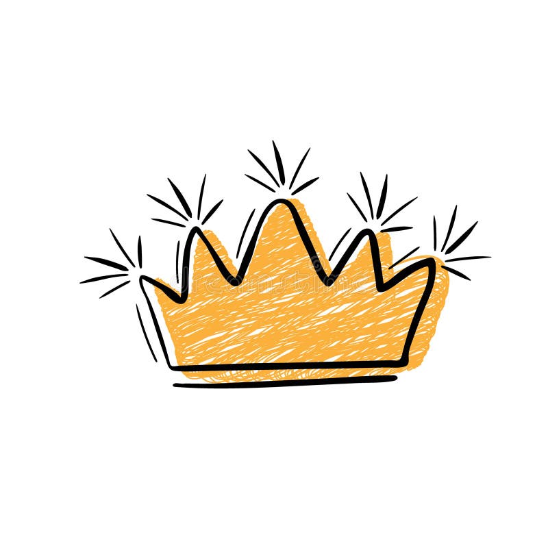 Handdrawn Crown in Brush Stroke Texture Paint Style.Crown Doodle Icon ...