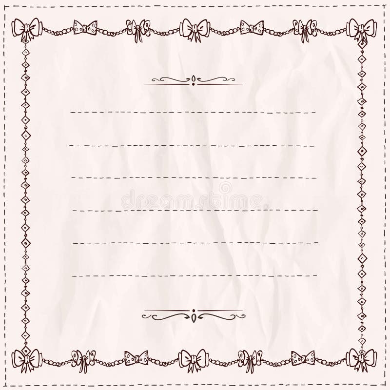 Handdrawn Doodle Frame with Bows on a Paper. Stock Vector ...