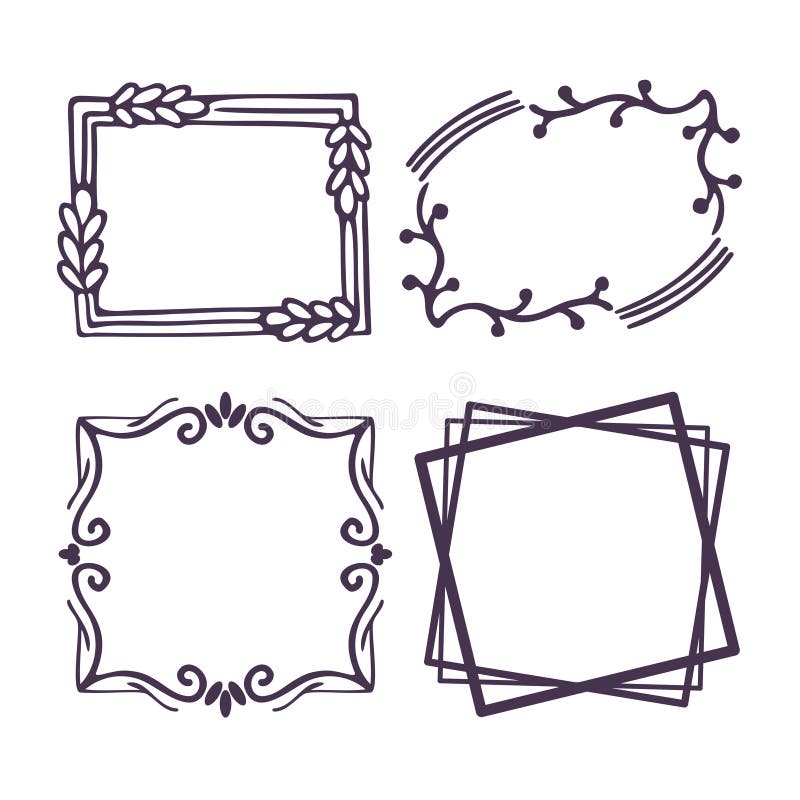 Handdrawn Doodle Frame Collection Vector Stock Vector - Illustration of ...
