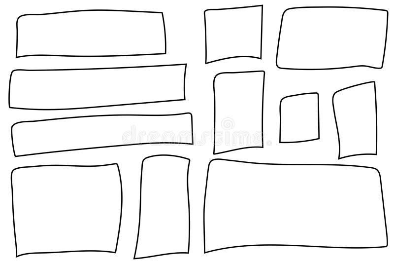 Handdrawn Doodle Grunge Square Highlights. Scribble Rectangular Frames ...