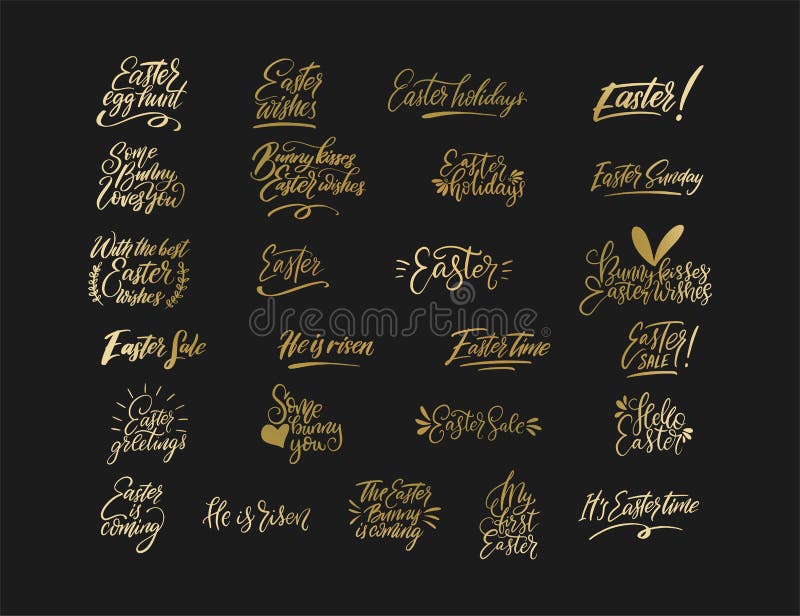 Handdrawn Easter Vector Lettering Set. Stock Vector - Illustration of drawn, element: 111937260