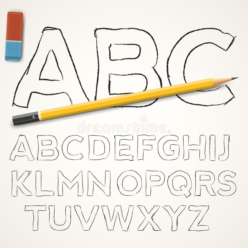 Pencil font stock vector. Illustration of style, calligraphy - 60155132