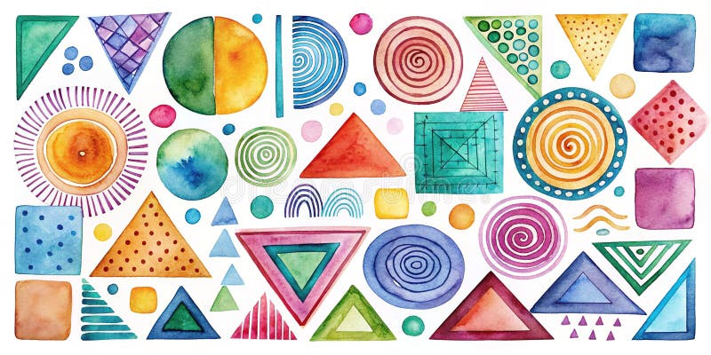 HandDrawn Geometric Doodle Set a Collection of Abstract Shapes Lines ...