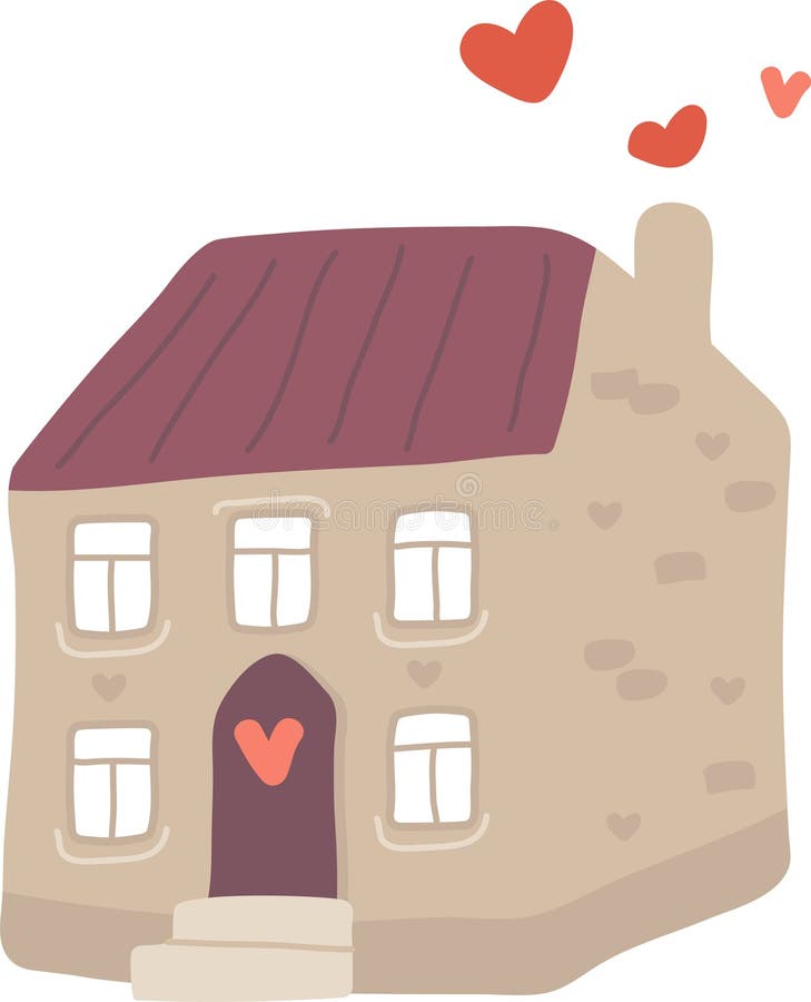 Handdrawn House of Love with Hearts Stock Vector - Illustration of ...