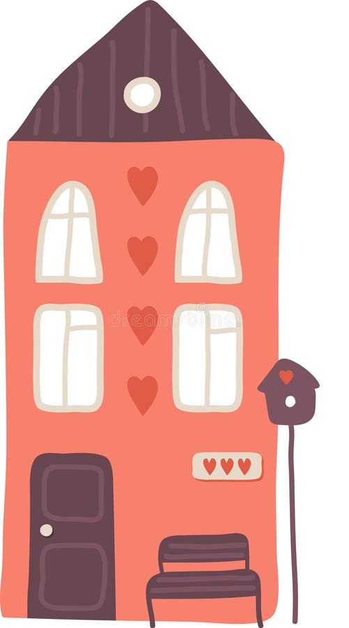 Handdrawn House of Love with Hearts Stock Vector - Illustration of ...