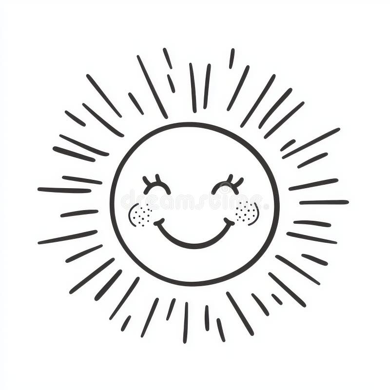 Handdrawn Icon: the Sun is Burning - Black and White Modern. Stock ...