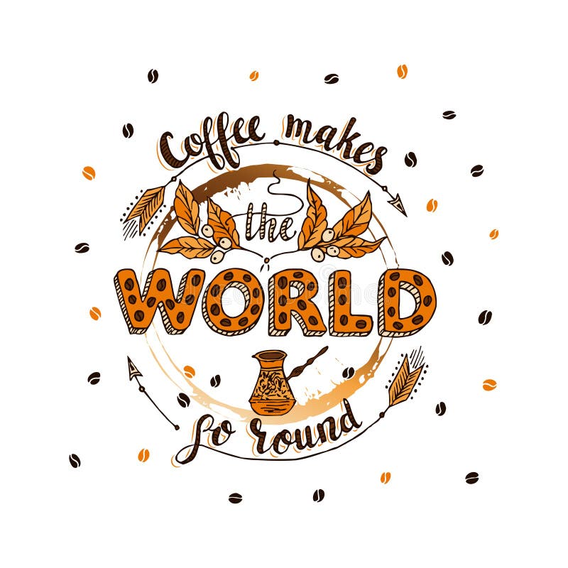 Handdrawn KOFFIE Van Letters Voorziende Affiche Vector Illustratie ...