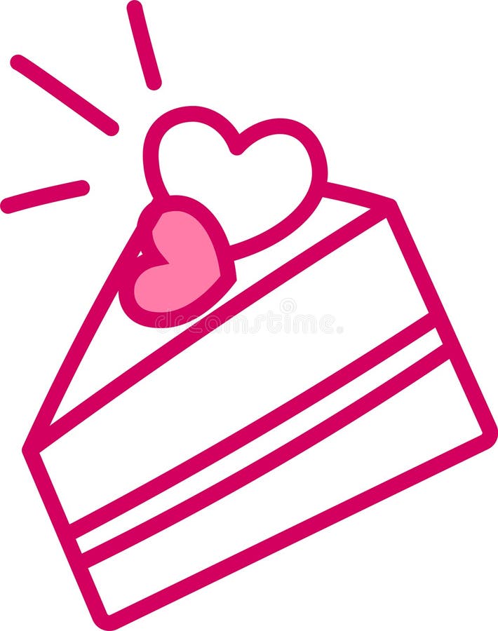 Handdrawn Lined Cake with Hearts Stock Vector - Illustration of love ...