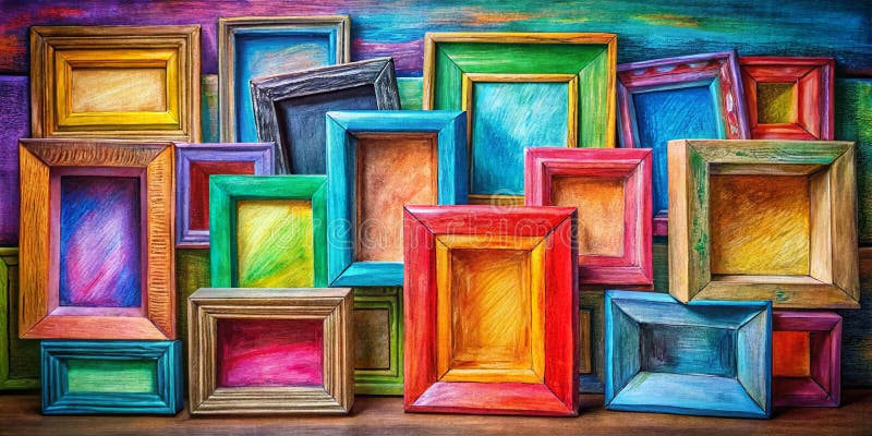 HandDrawn LowLight Crayon Box Frames Elegant Artistic Borders for ...