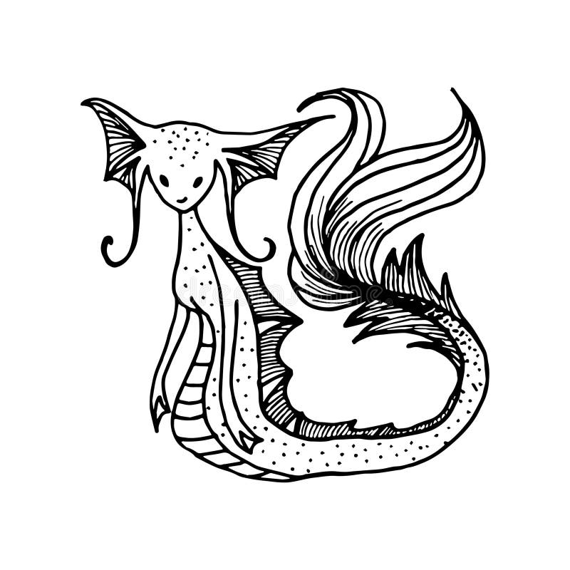 Handdrawn Magic Creature, Magic Animal Drawing Stock Vector ...