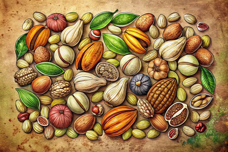 HandDrawn Nut Illustrations a Collection of Botanical Art Prints ...