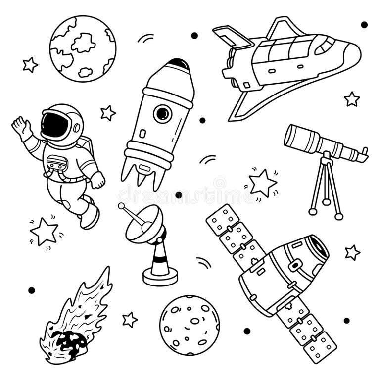 Handdrawn Space Doodle Illustration Elements Stock Vector ...