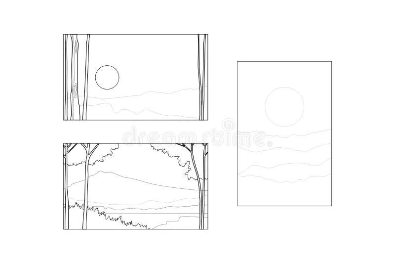 Handdrawn Outline Sketch of Basic Landscape Stock Illustration ...