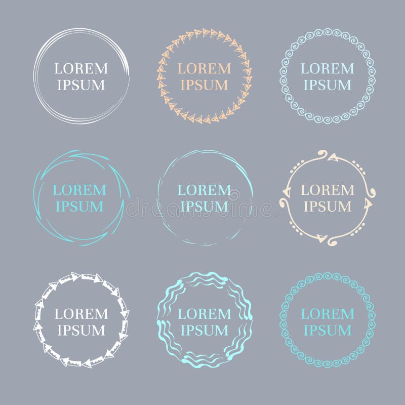 Handdrawn round frames stock illustration. Illustration of icons - 76575571