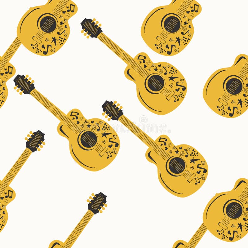Handdrawn Seamless Pattern with Various Country Music Symbols - Notes ...