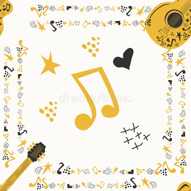 Handdrawn Seamless Pattern with Various Country Music Symbols - Notes ...