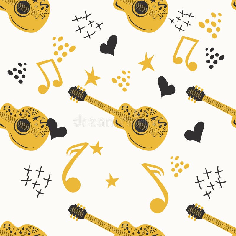 Handdrawn Seamless Pattern with Various Country Music Symbols - Notes ...