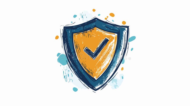 Handdrawn Shield with Checkmark Vector Isolated for Creative Designs ...