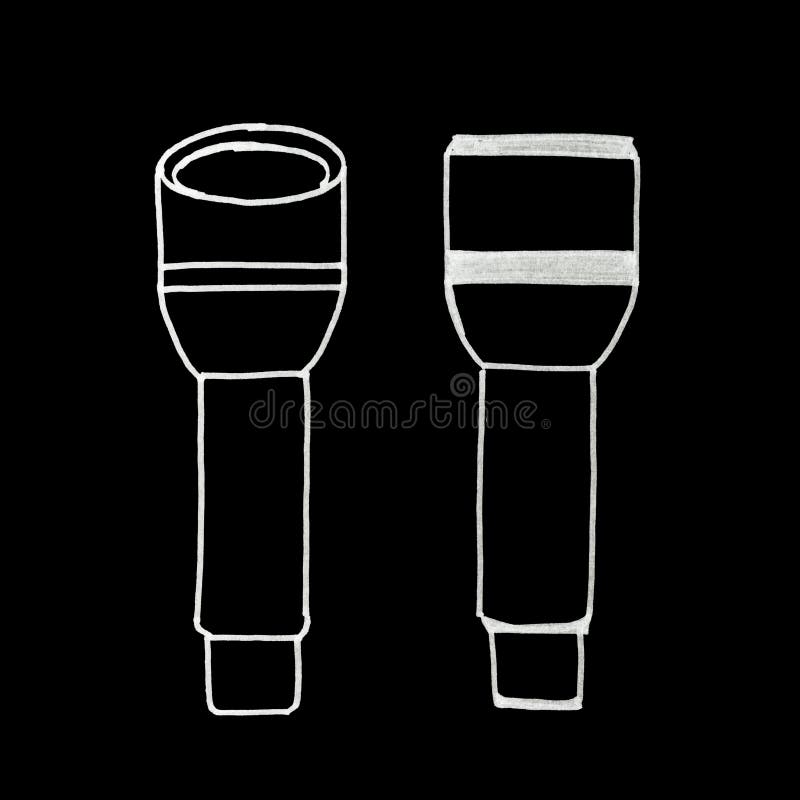 Sketch of two flashlights stock illustration. Illustration of graphic ...