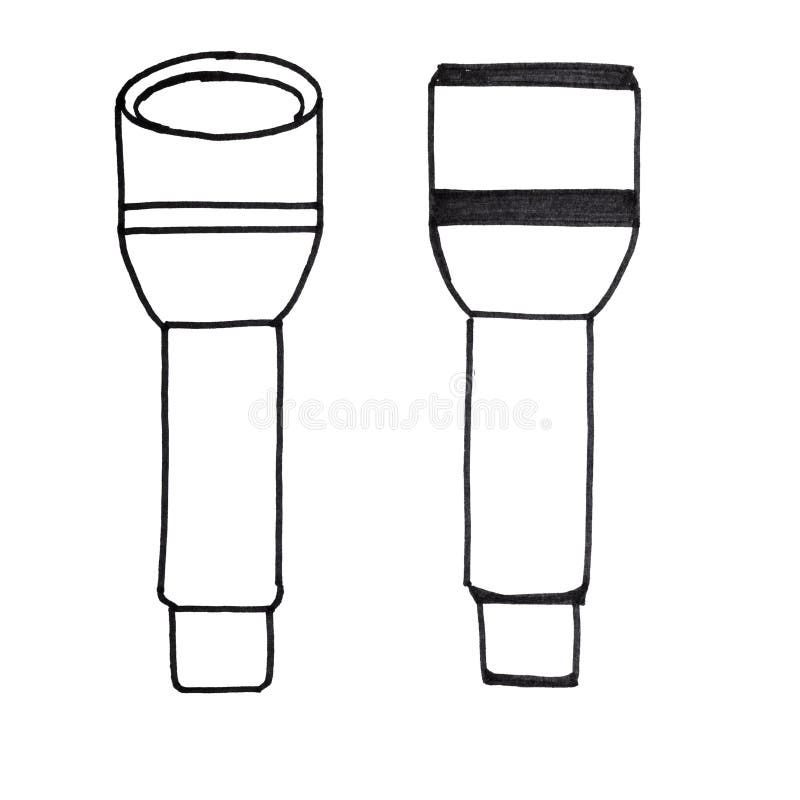 Sketch of two flashlights stock illustration. Illustration of graphic ...