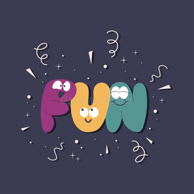 Handdrawn Smiling Bubble Letters Making Word Fun. Vector Mascot ...