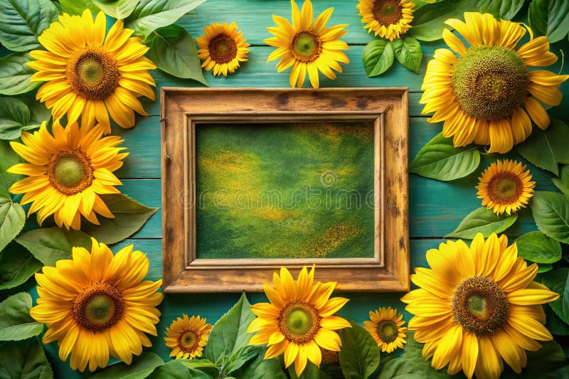 HandDrawn Sunflower Frame Background a Vibrant Floral Design for ...