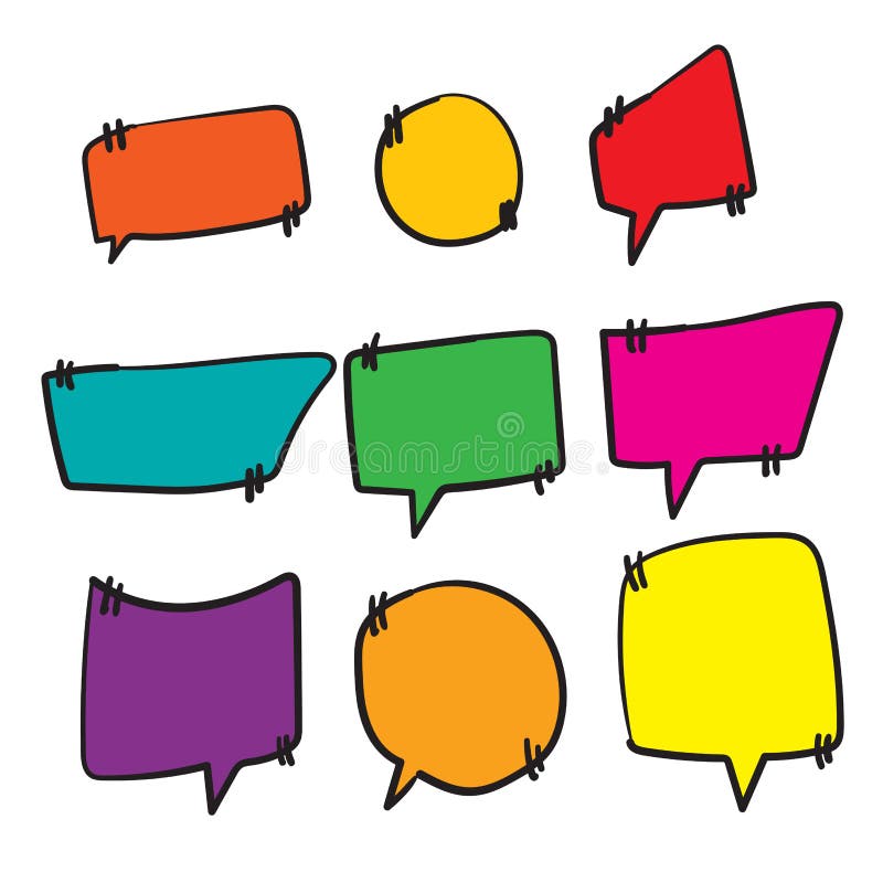 Handdrawn Texting Boxes with Colored Quote Box Speech Bubble Template ...