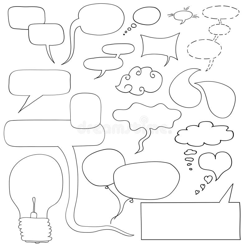 Handdrawn Vector Dialog Windows, Frames, Light Bulb Idea. Stock Vector ...