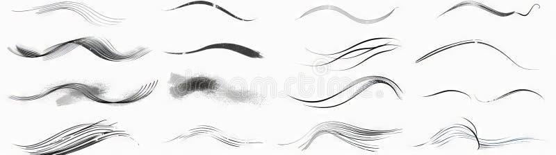 Handdrawn, Wavy Horizontal Lines. Marker Hand-drawn Line Border Set and ...