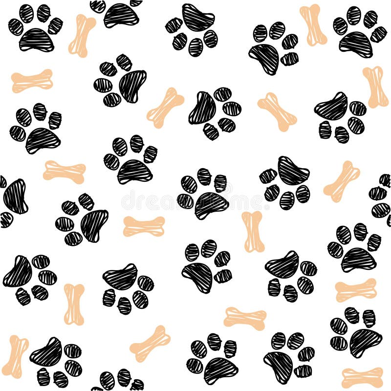 Background with Dog Paw Print and Bone Stock Vector - Illustration of ...