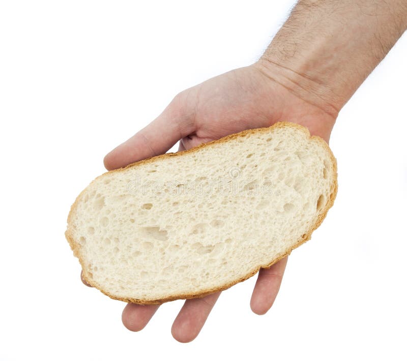Handeinfluß Eine Scheibe Brot. Stockfoto - Bild von armut, mitleid ...
