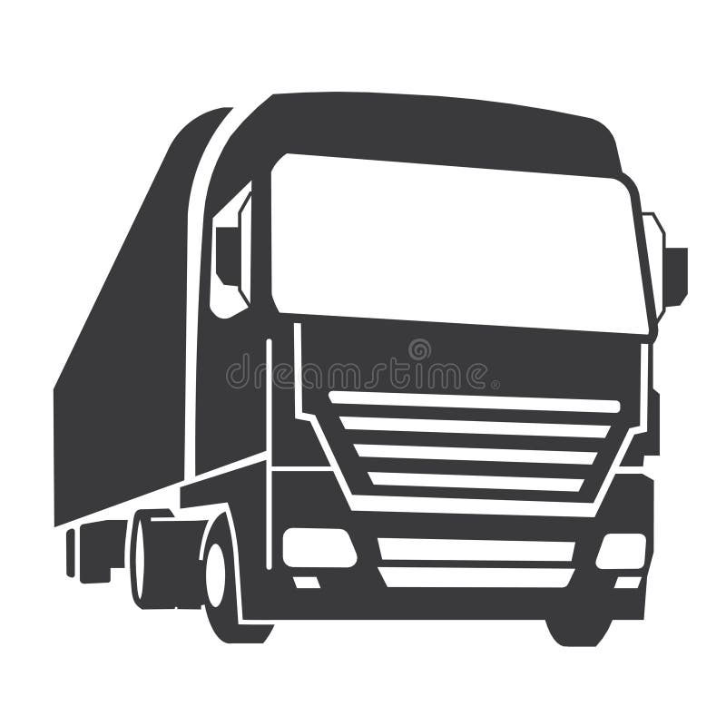 Lkw-Symbol-Vorlage Schwarze Farbe Bearbeitet Auf Weißem Grund ...