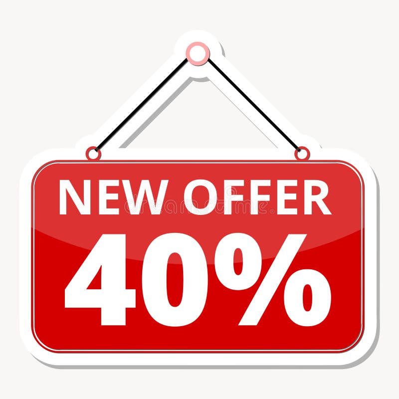 Handelskonzept, Neues Angebot 40%, Rotes Zeichen Vektor Abbildung ...