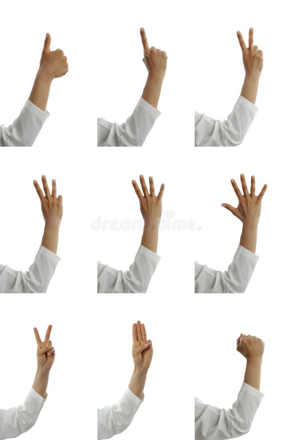 Vrouwelijke Geïsoleerde Handen Knippend Weghand Die Nul Tot Vijf Tellen ...