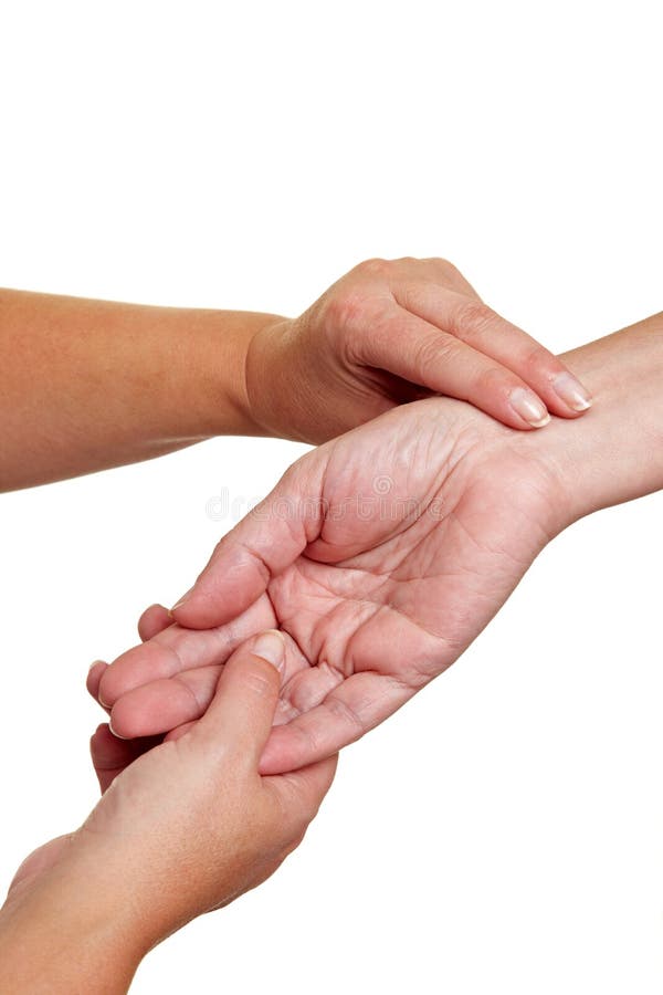 Handen Die Impuls Op Pols Voelen Stock Afbeelding - Image of hand ...