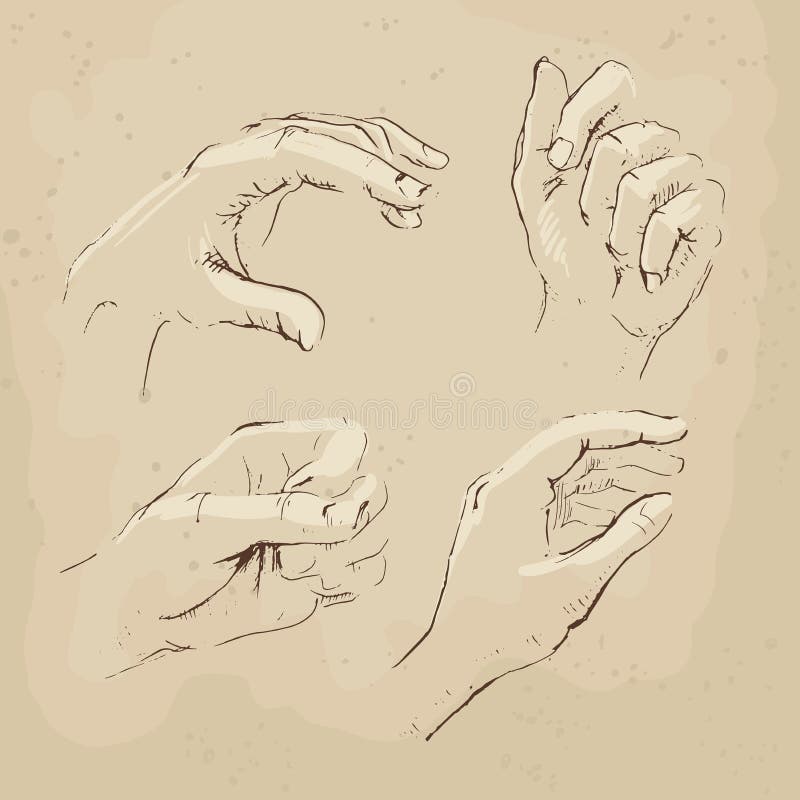Handen Die Realistische Schets Trekken Vector Illustratie ...