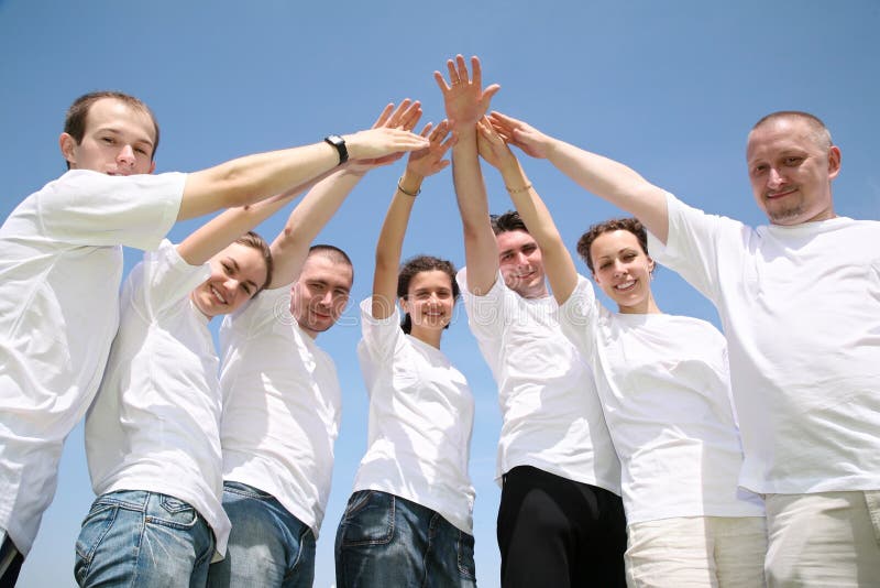 Bedrijfs Mensen Die Handen Samen in Een Cirkel Houden Stock Foto ...