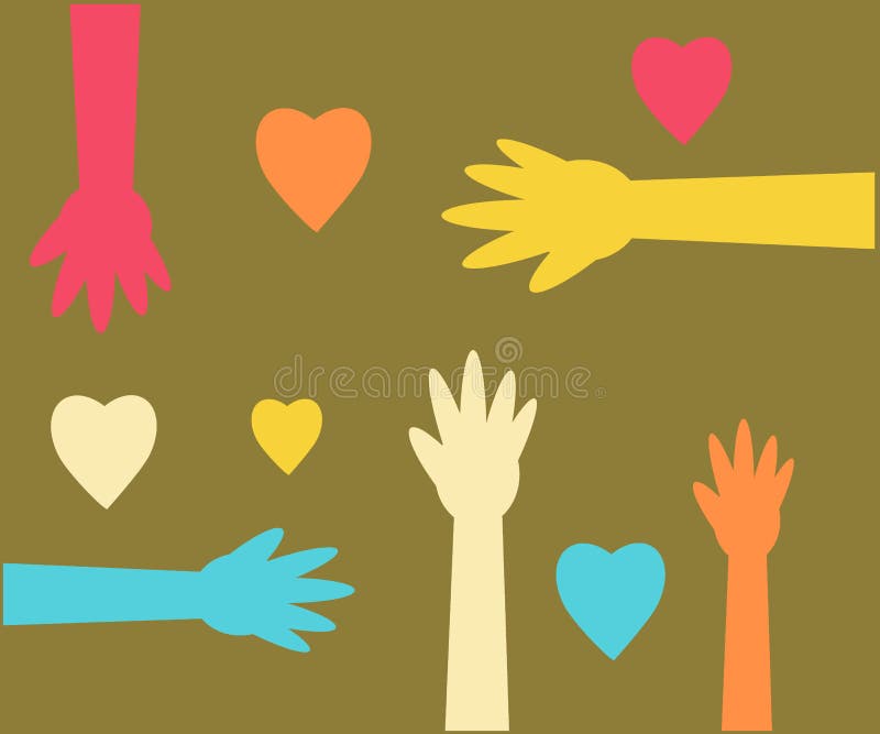 Handen Van Verschillende Mensen Samen. Symbool. Vector Vector ...