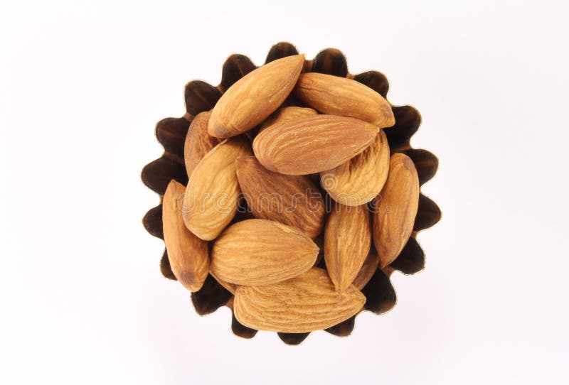 Handful Almonds in Figured Form Stock Photo - Image of health, form ...